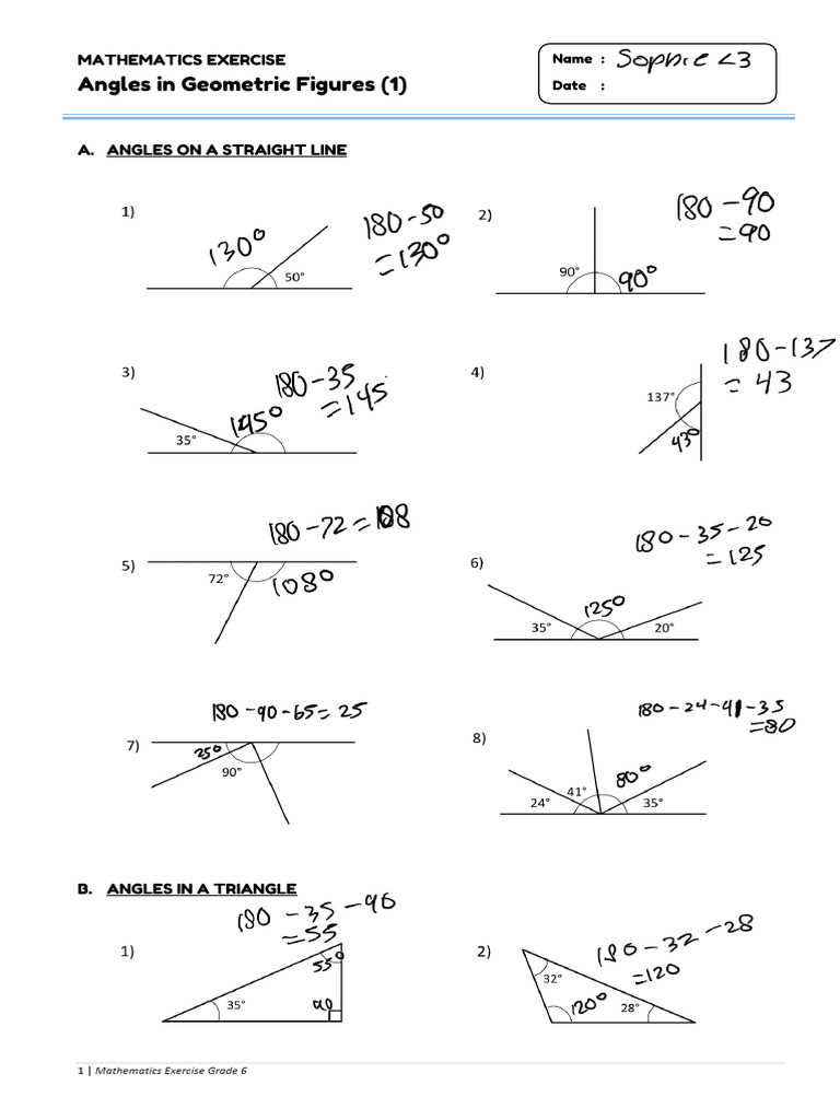 Maths Exercise 2 - Angles in Geometric Figures | PDF