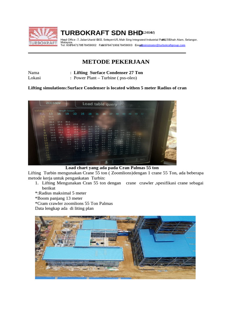 Metode Lifting Surface Condenser 27 Ton | PDF