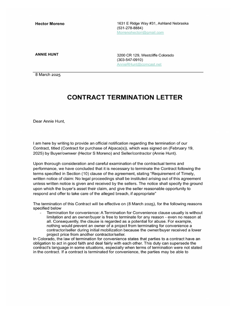 Termination Letter | PDF