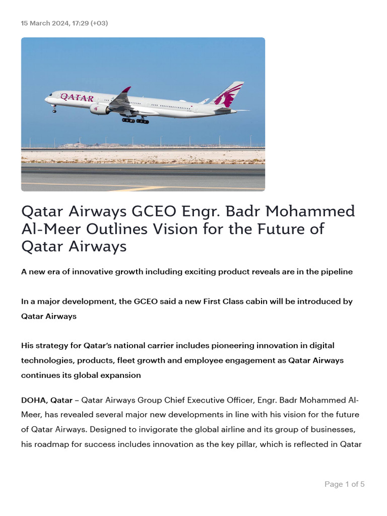 602 Qatar Airways Gceo Engr Badr Mohammed Al Meer Outlines Vision For ...