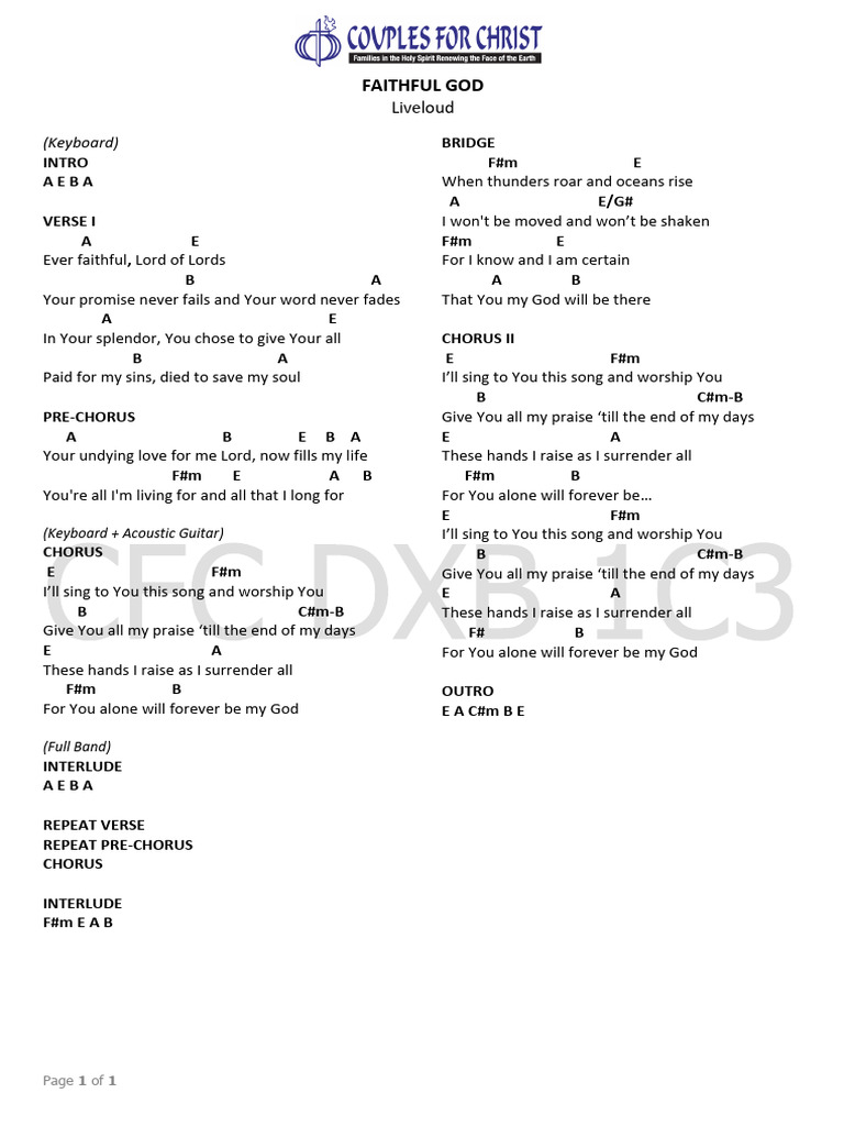 Faithful God - Liveloud Lyrics & Chords | PDF | Song Structure | Songs