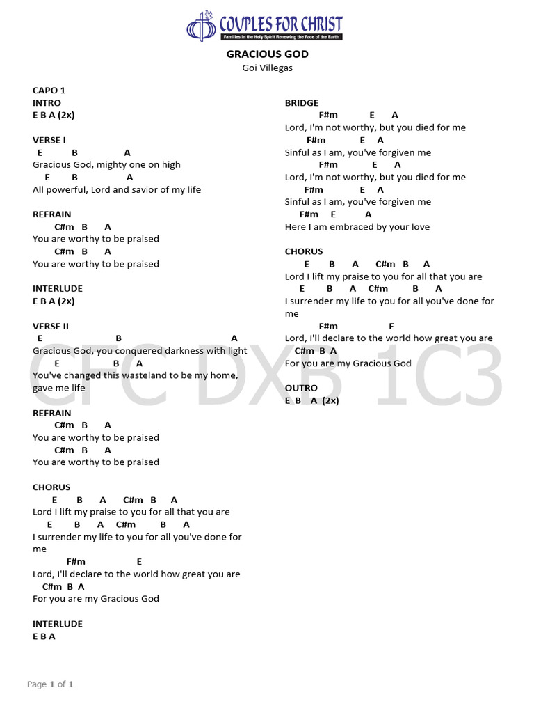 GRACIOUS GOD Lyrics and Chords | PDF | Song Structure | Vocal Music