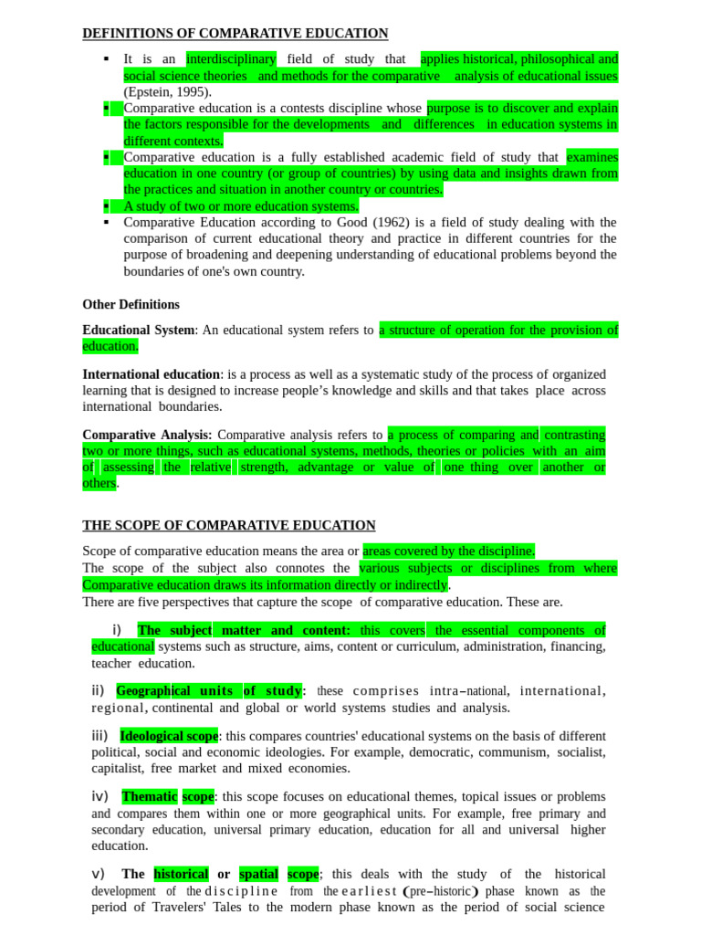 Understanding Comparative Education Concepts | PDF | Methodology | Policy