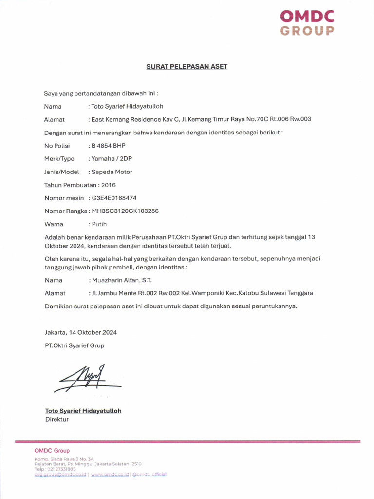 Surat Pelepasan Aset | PDF