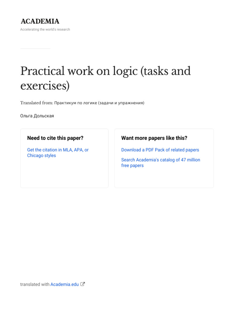 Logic Exercises and Tasks Guide | PDF | Logic | Knowledge