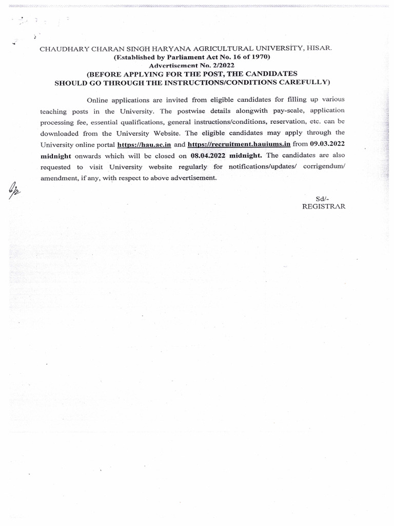 HAU Assistant Professor | PDF