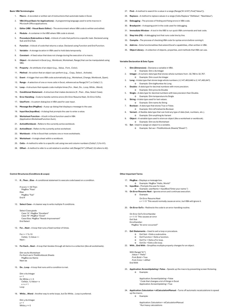 AIS (Lab) - Prelims Terminologies | PDF | Microsoft Excel | Visual Basic For Applications