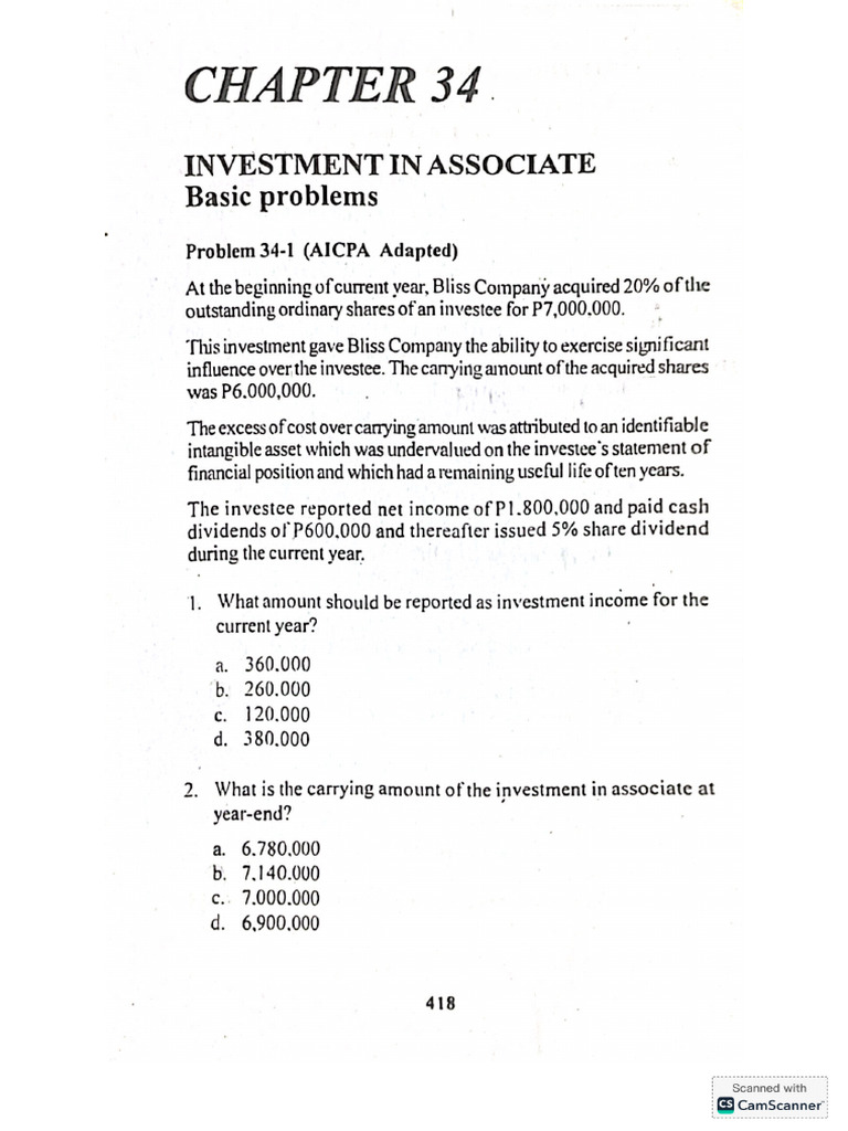 Problem - Investment in Associate | PDF