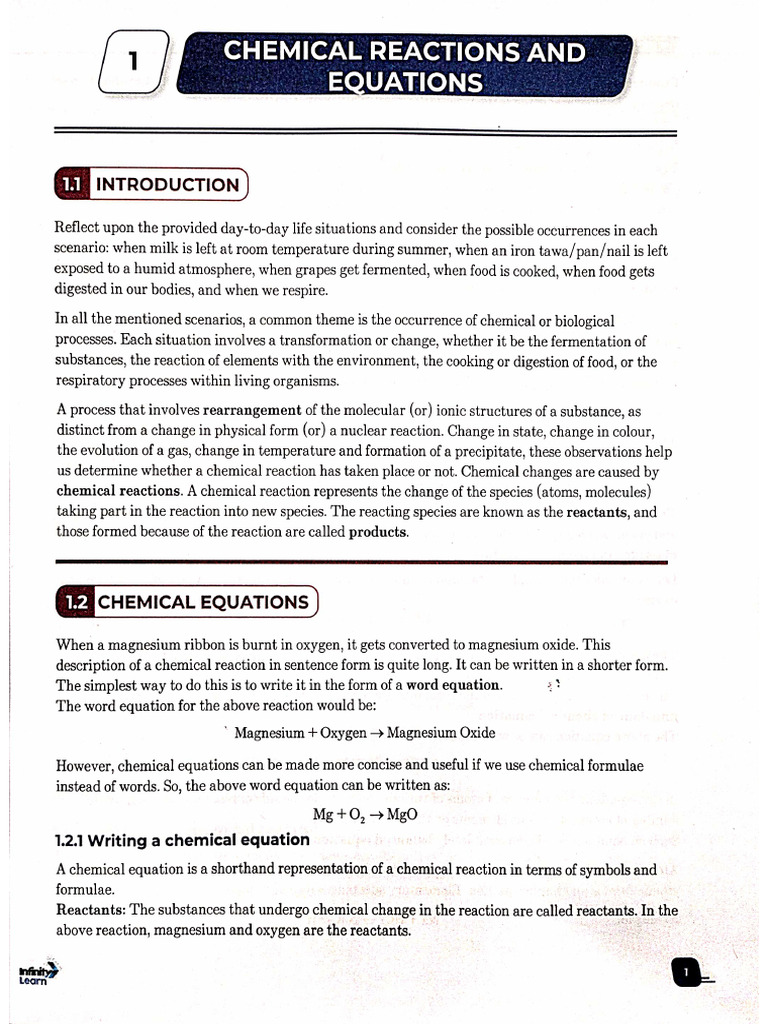 10th - Chemical Reaction and Equations | PDF