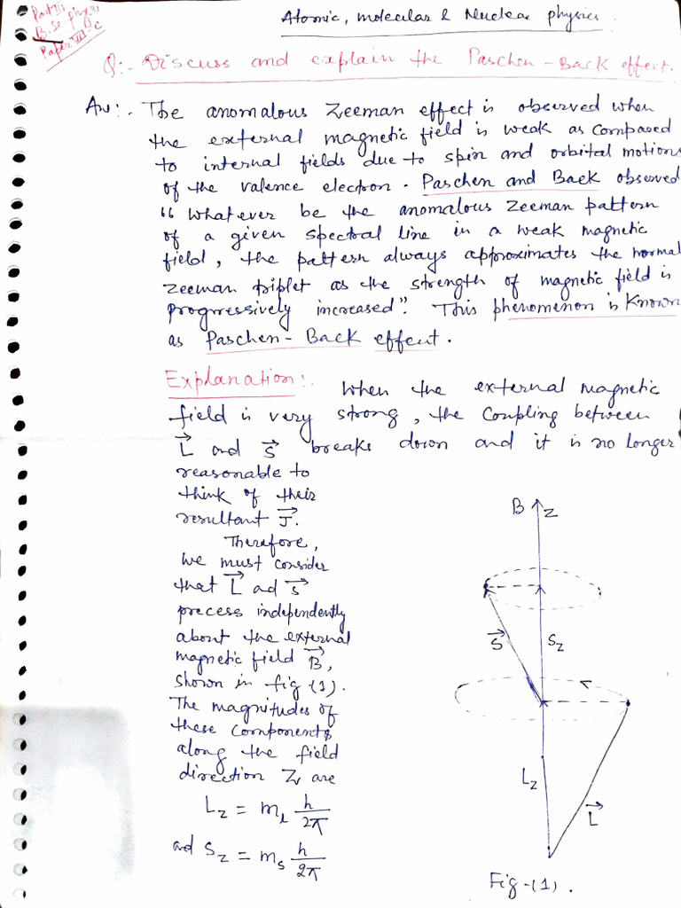 DR K B Singh Final Lecture Notes UG III Paschen Back Effect - 1 | PDF