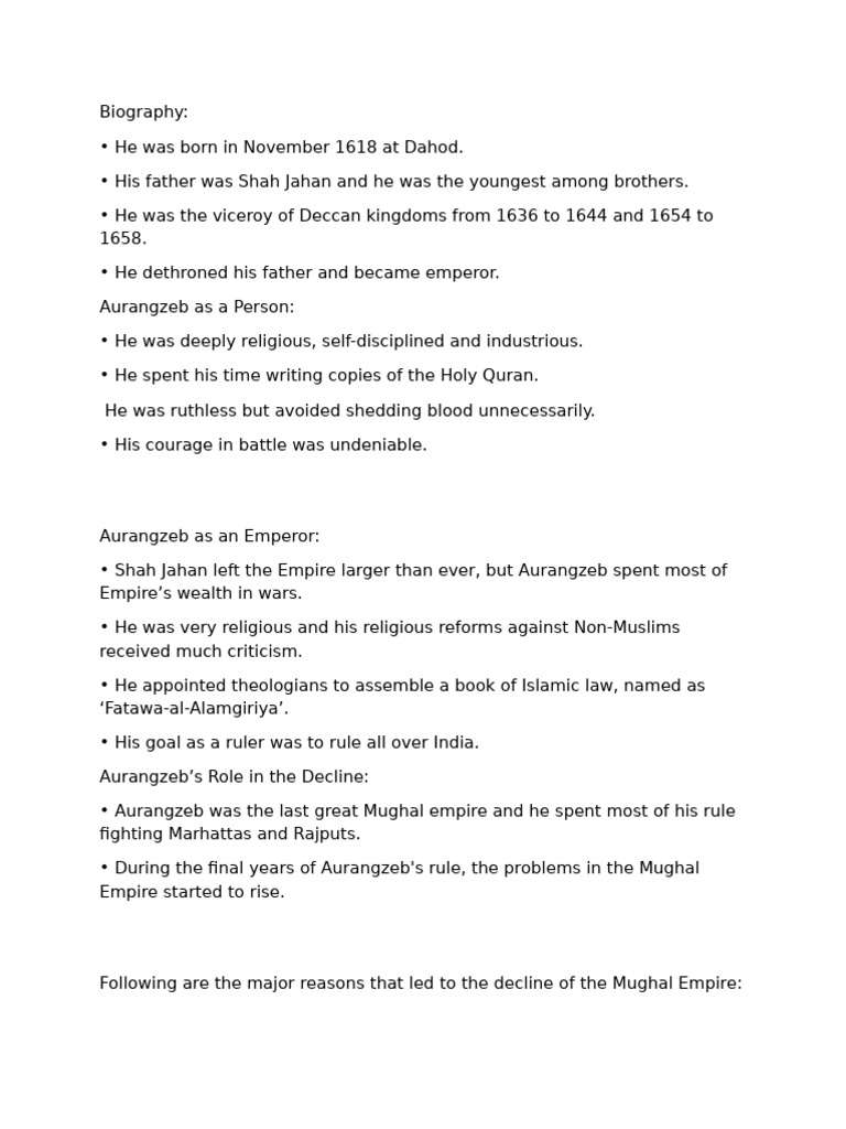 Aurangzeb: Rise and Fall of the Mughal Empire | PDF | Mughal Empire ...