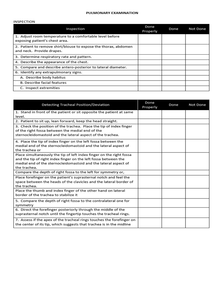 Checklist Pulmo Cardio Examination | PDF | Heart Valve | Pulse