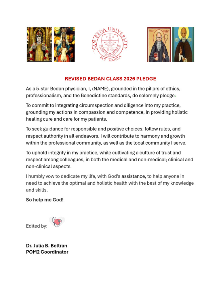 FINAL-BEDAN-CLASS-2026-PLEDGE-1 | PDF