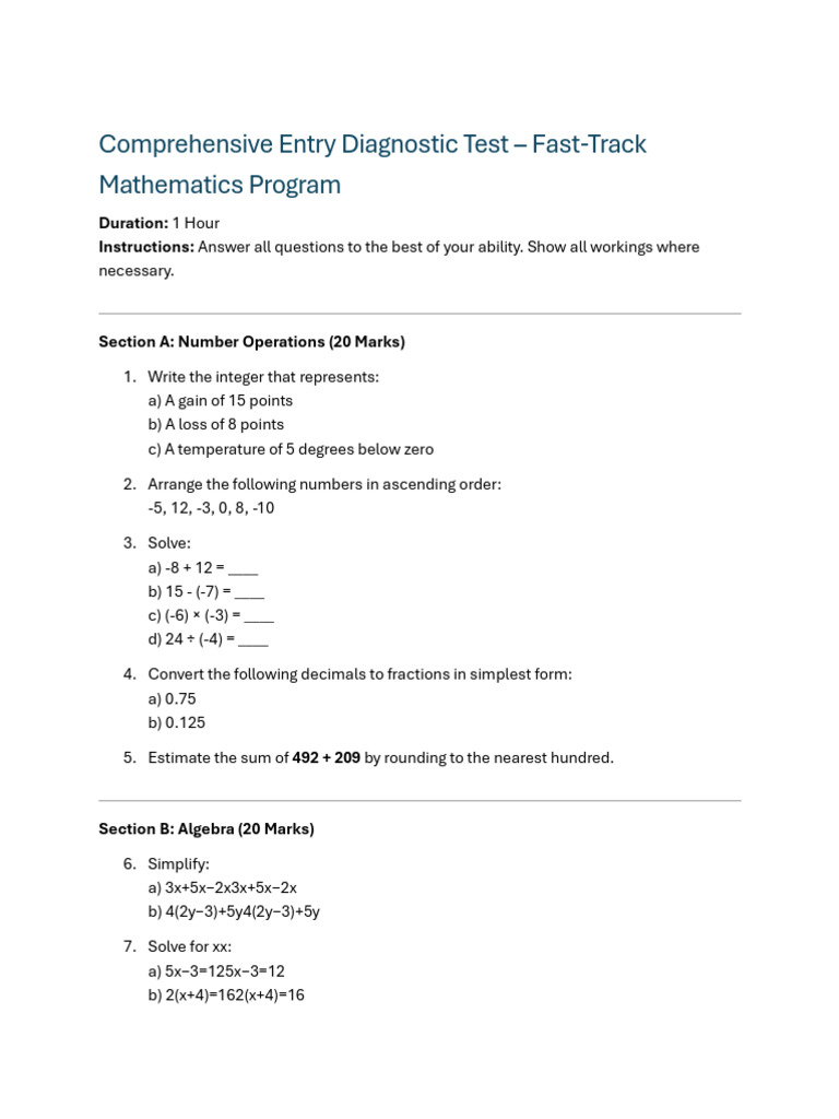 Fast Track - Maths - Entry Test | PDF | Area | Triangle