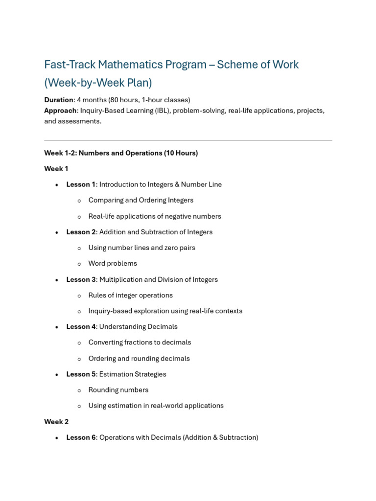Fast Track Maths Scheme of Work | PDF | Multiplication | Geometry