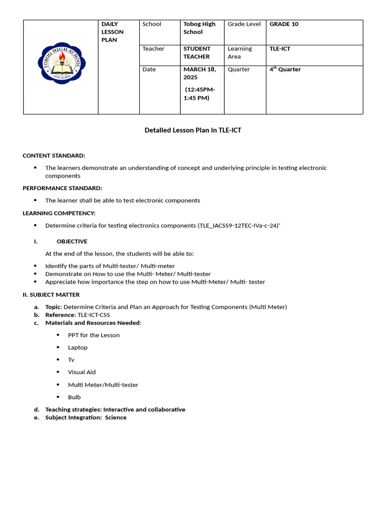 Final Demo Teaching CSS - 091038 | PDF | Learning | Lesson Plan