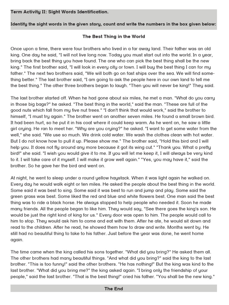 Level 2 - Sight Words Term II Activity Sheet | PDF