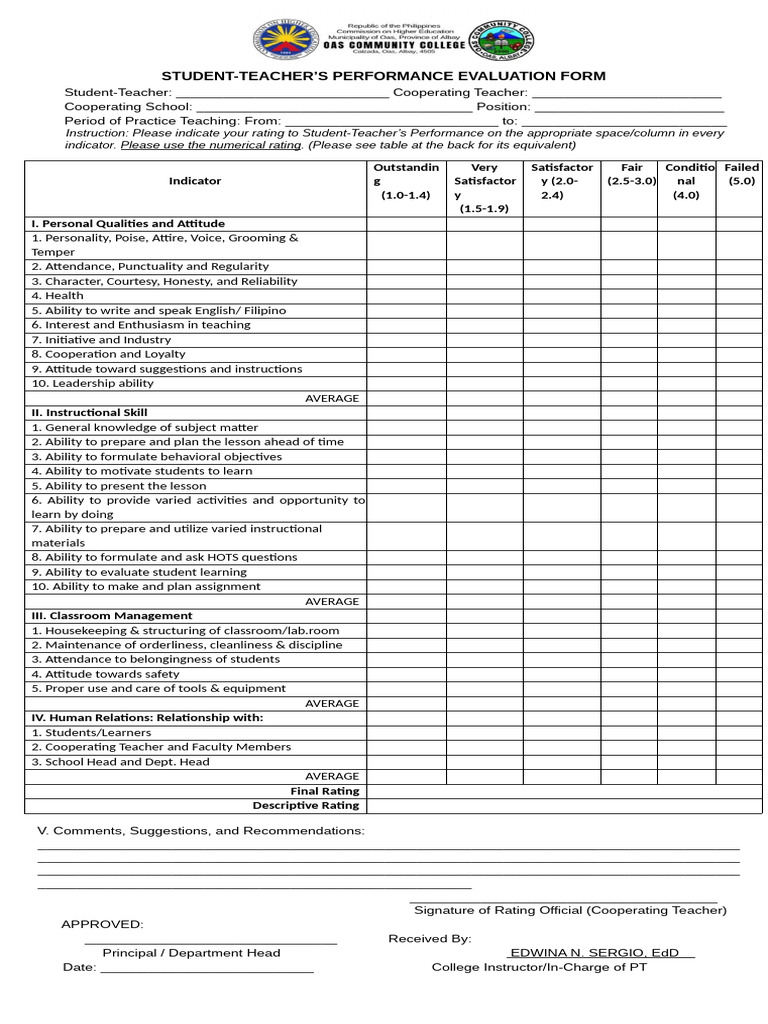Student-Teachers-Performance-Evaluation-Form (4) - 062826 | PDF ...