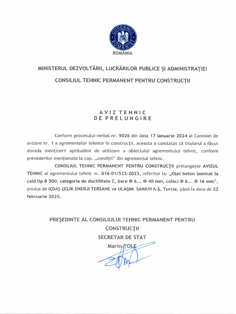 AVIZ TEHNIC DE PRELUNGIRE ICDAS-valabil 22.02.2025 | PDF