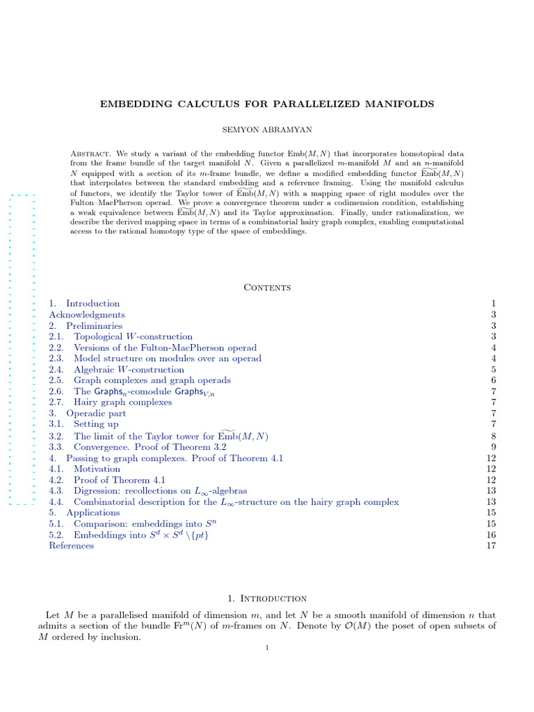 Embedding Functor for Parallelized Manifolds | PDF | Vertex (Graph ...