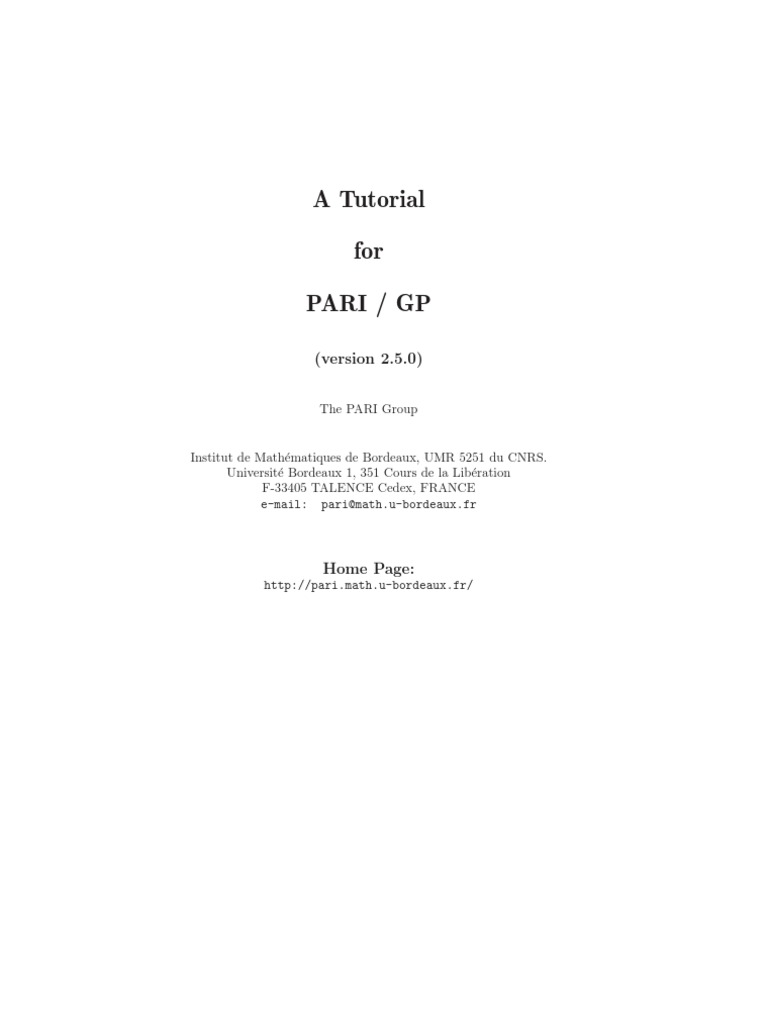 Tutorial PARI GP | PDF | Prime Number | Exponentiation