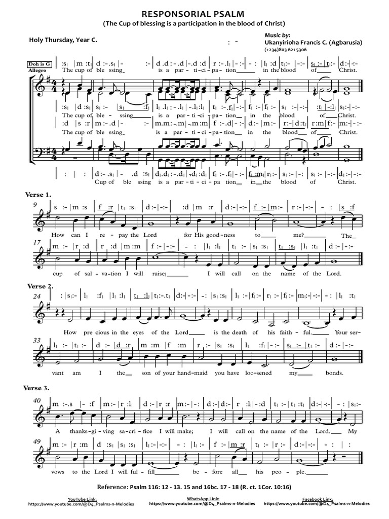 Holy Thursday Responsorial Psalm | PDF | Christian Worship And Liturgy ...