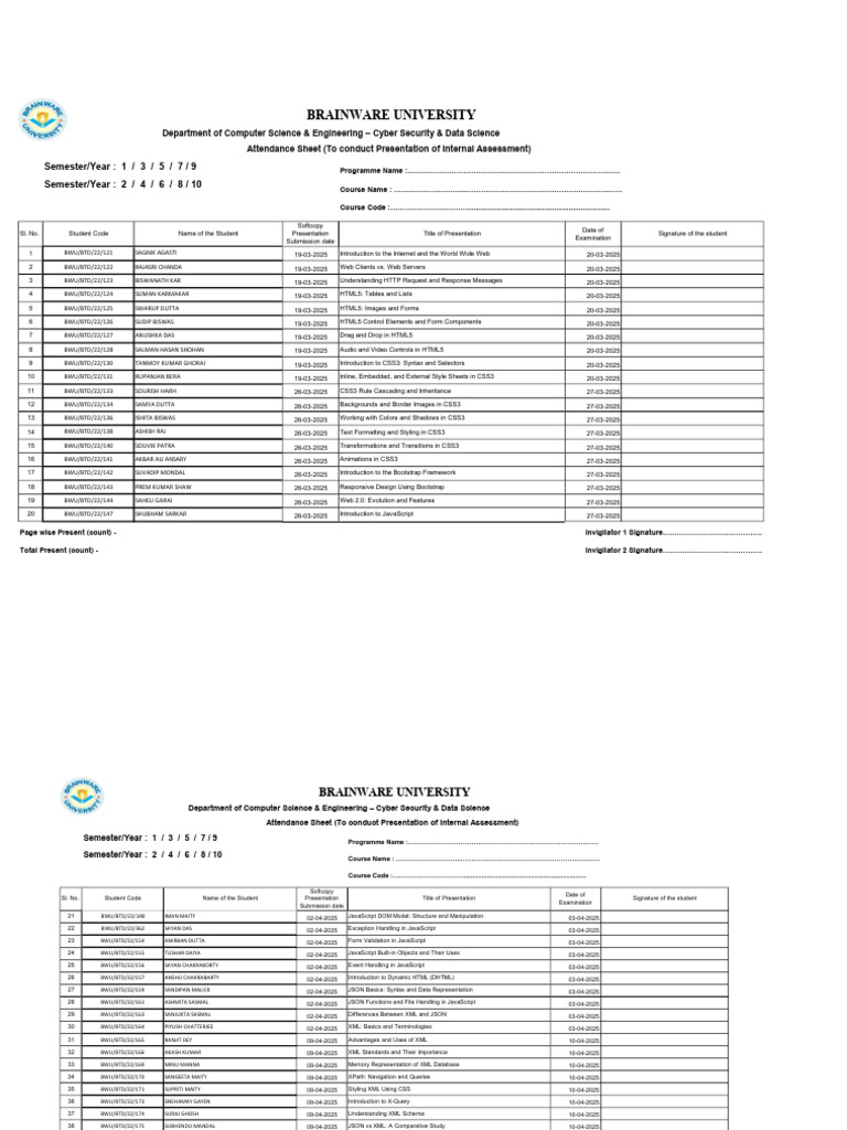 Presentation List Web Technology | PDF | Json | Xml