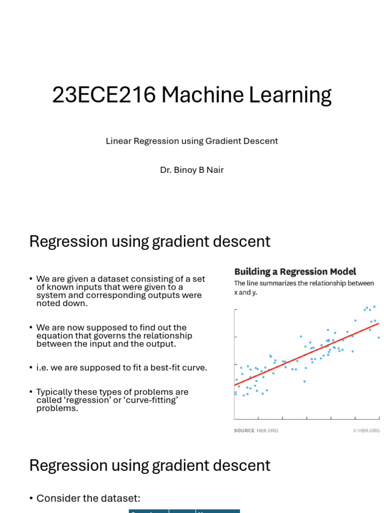 08 23ECE216 LinearRegressionUsingGradientDescent | PDF | Regression Analysis | Mean Squared Error