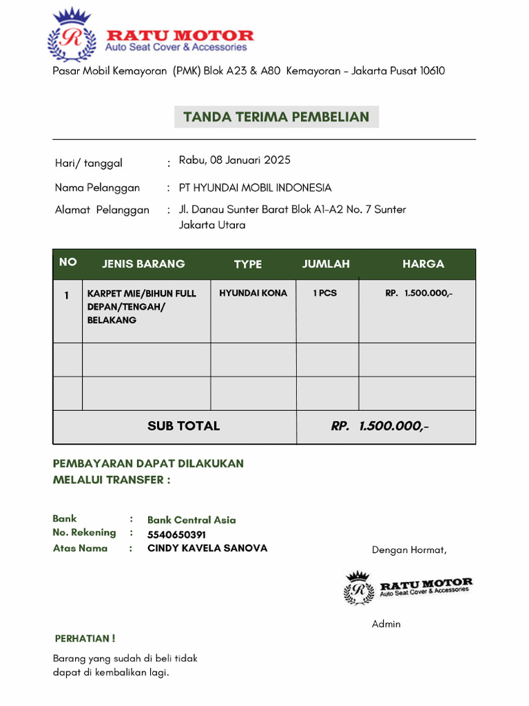 White and Green Illustrative Flower Shop Invoice Receipt - 20250201 ...