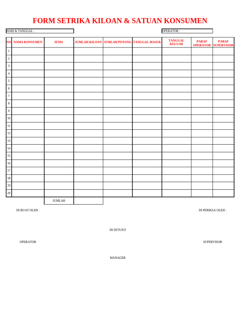 Form Setrika Konsumen | PDF