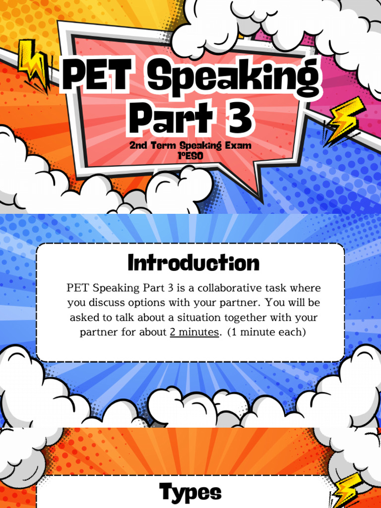 1º ESO English Speaking Exam - PET Part 3 | PDF