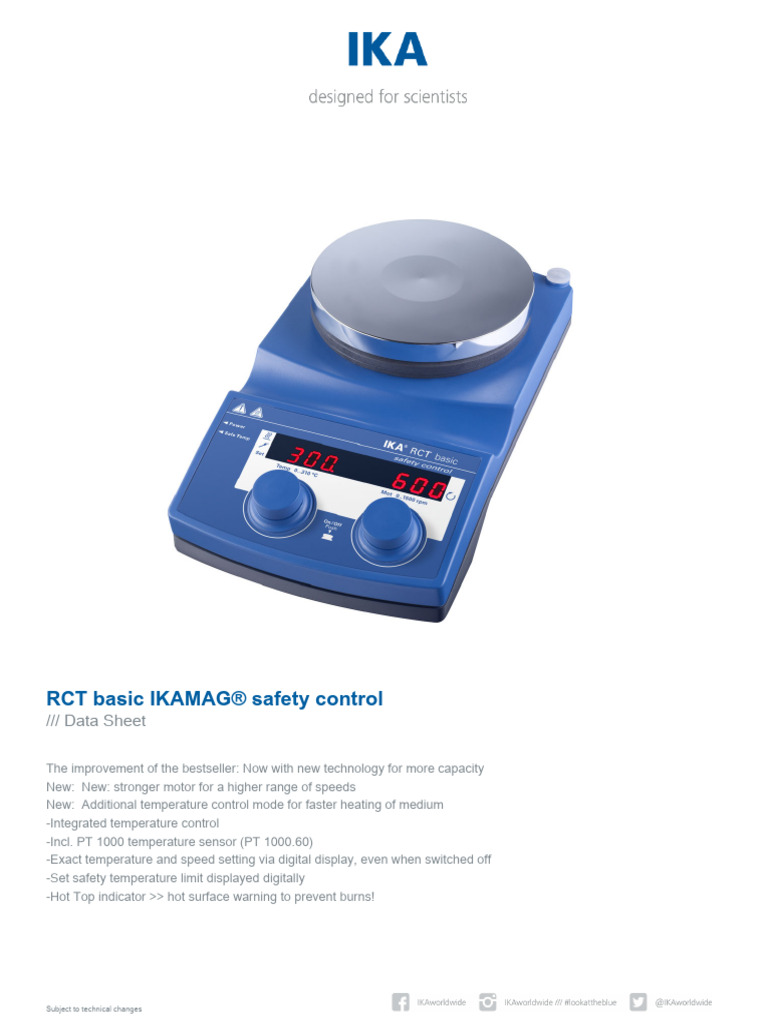 IKAMAG® Safety Control Data Sheet | PDF | Temperature | Sensor