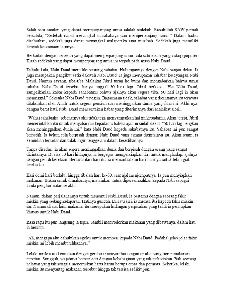 Kisah Sedekah Nabi Daud | PDF