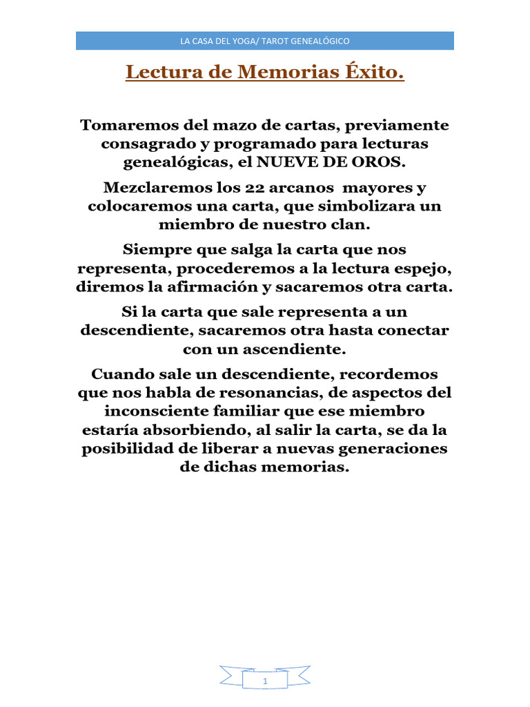 Lectura de Memorias de Exito.docx · versión 1 | PDF | Tarot