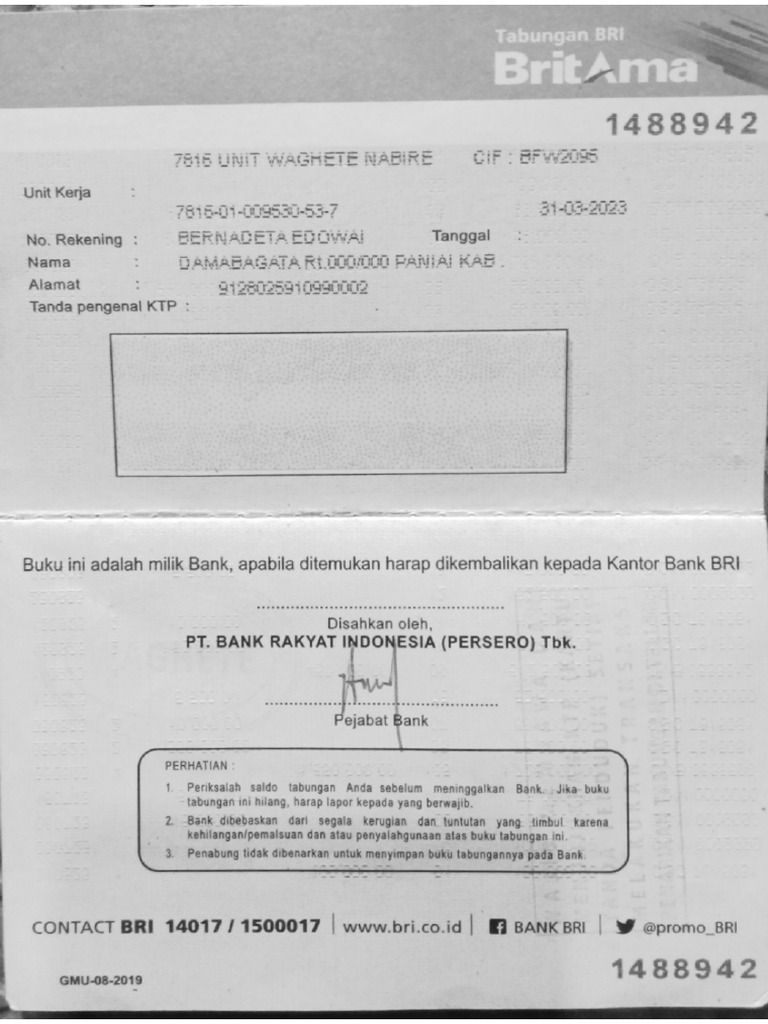 Buku Tabungan BRI | PDF