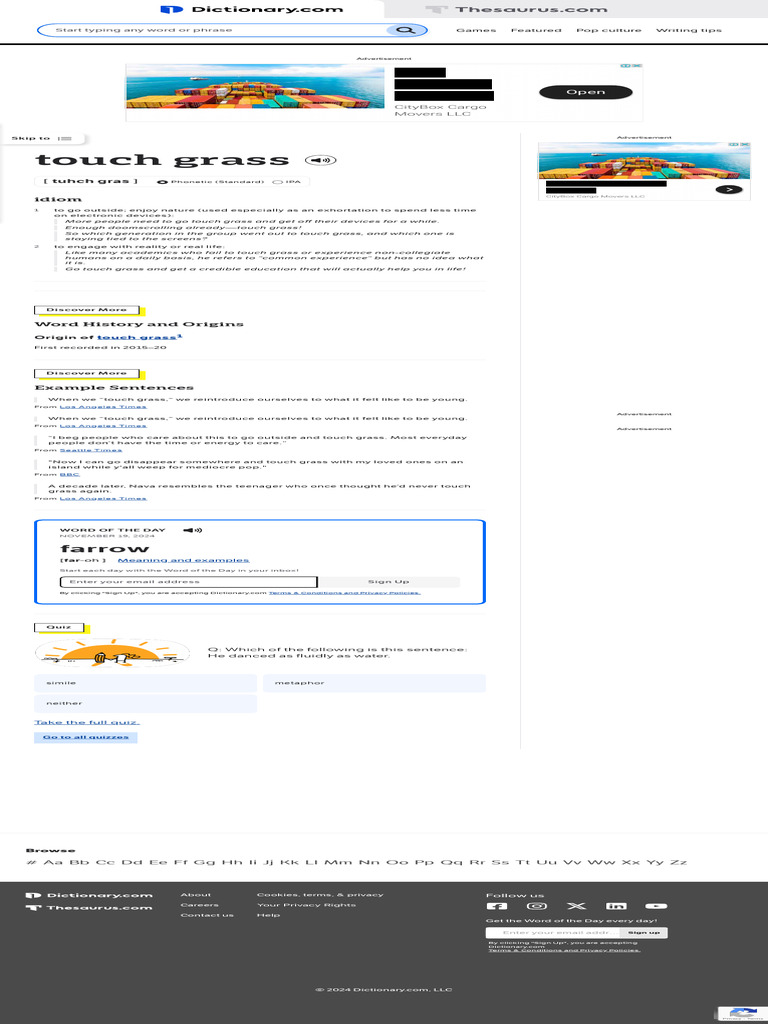 TOUCH GRASS Definition & Meaning | PDF