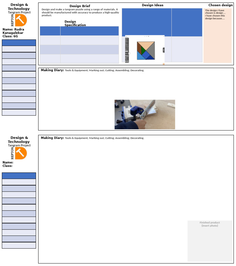 Year 6 Tangram Student Design & Making Sheet | PDF