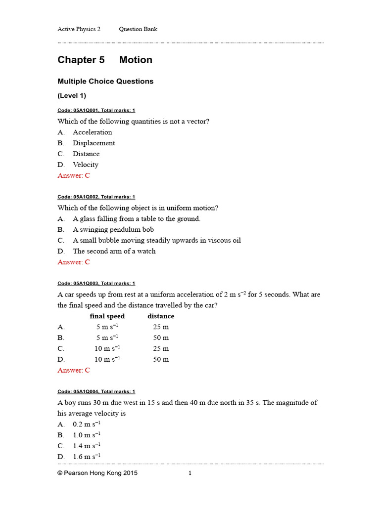 Motion Questions for Physics Review | PDF | Acceleration | Velocity
