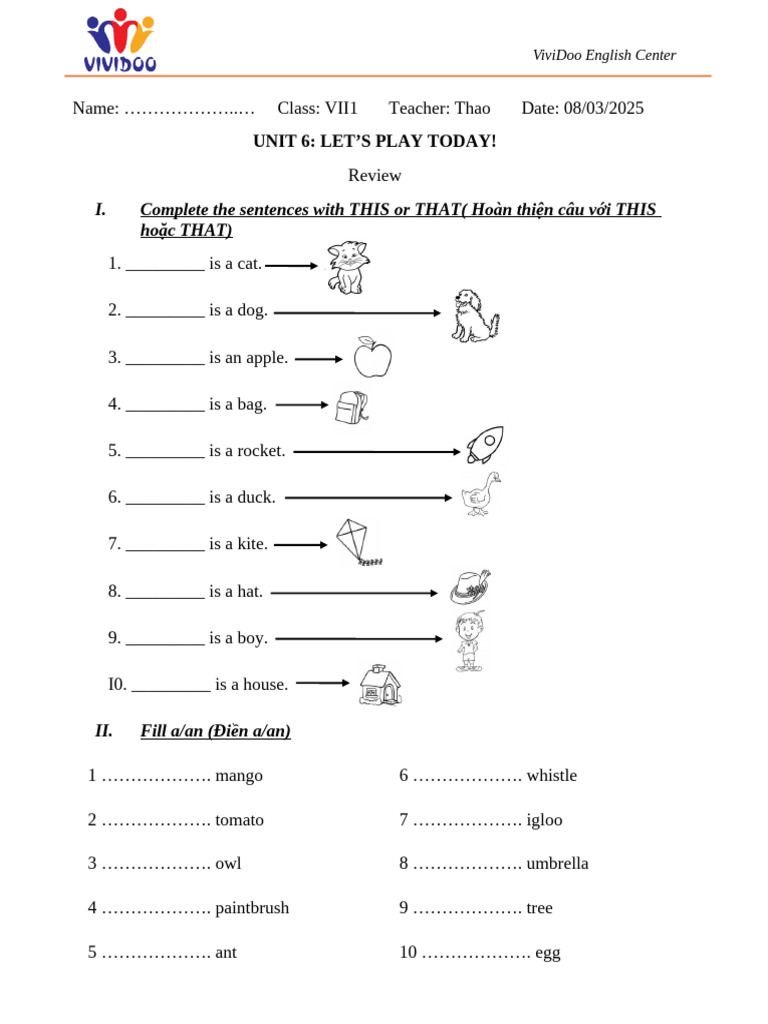 08.03-Vii1-As1-U6-Review-Thảo-5 Bản 2 Mặt | PDF
