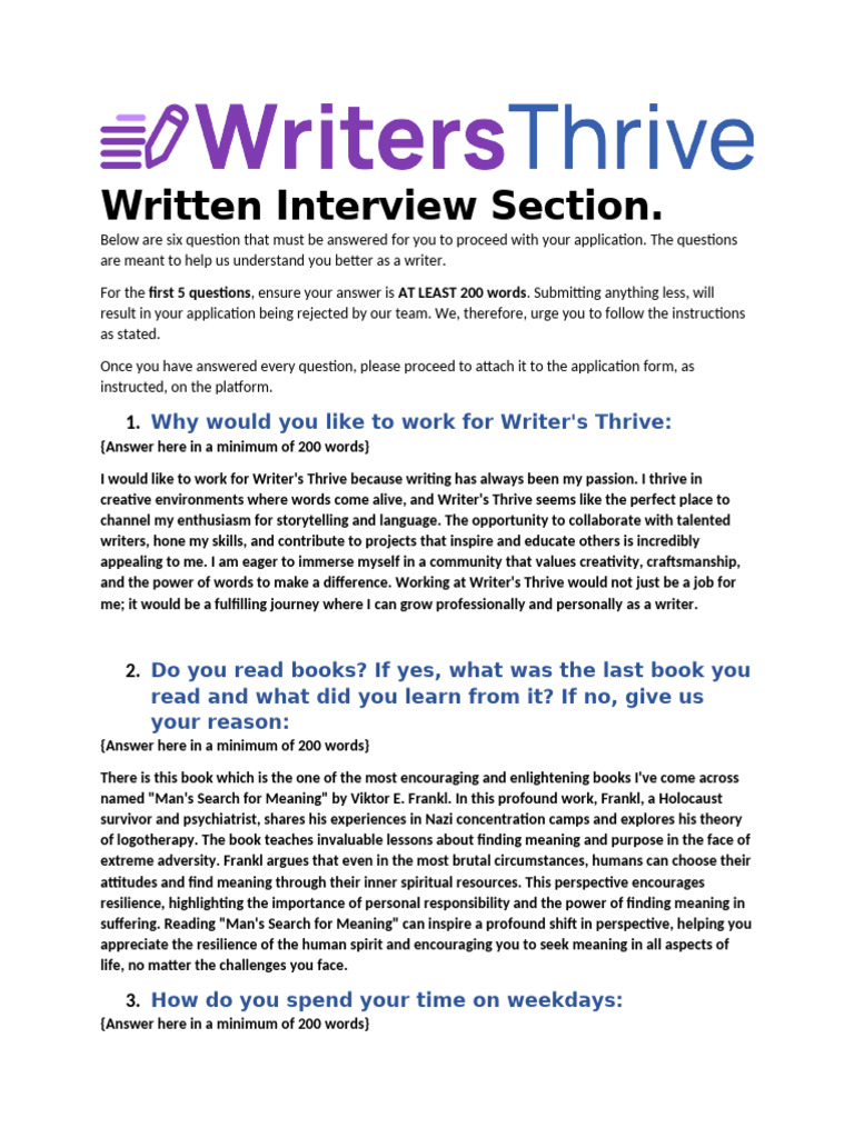 WT Written Interview Questions | PDF