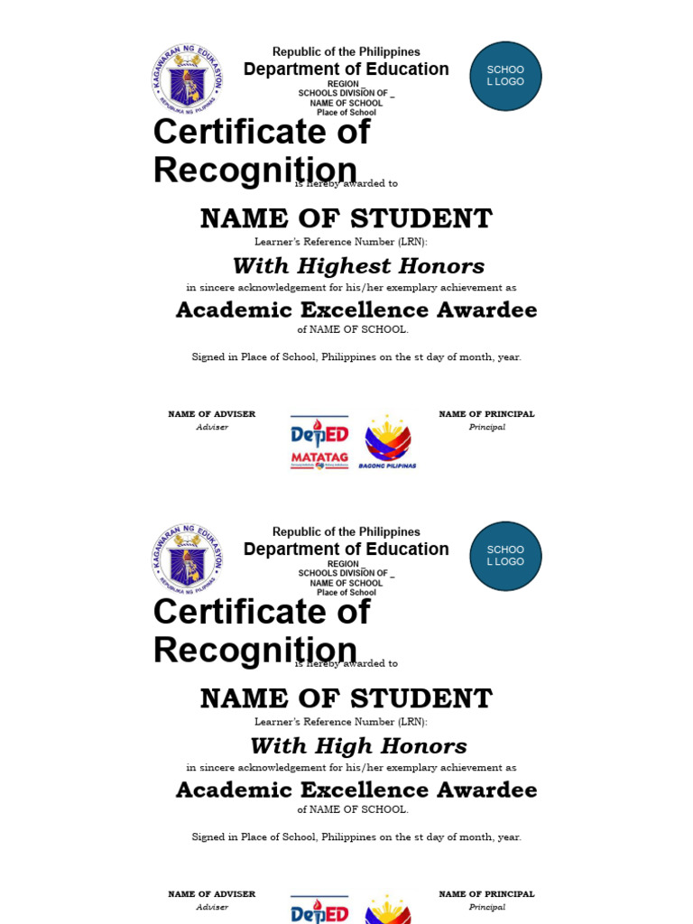 DepEd Certificates-Recognition | PDF | Philippines | Government
