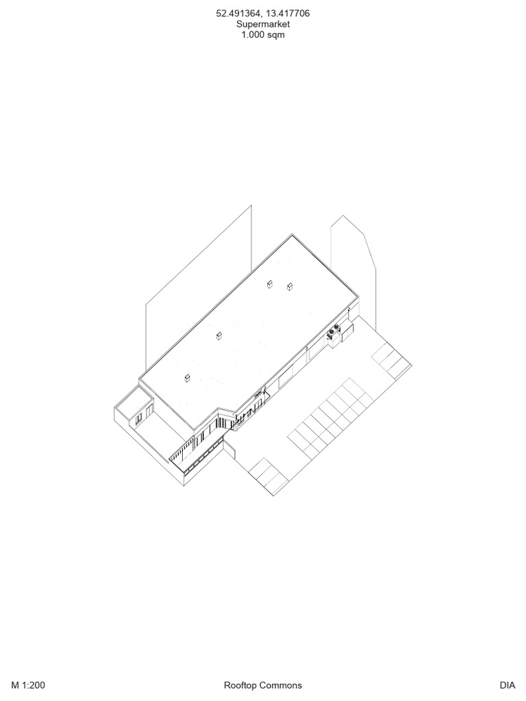 Supermarket Axonometric-200 A1-Black and White | PDF