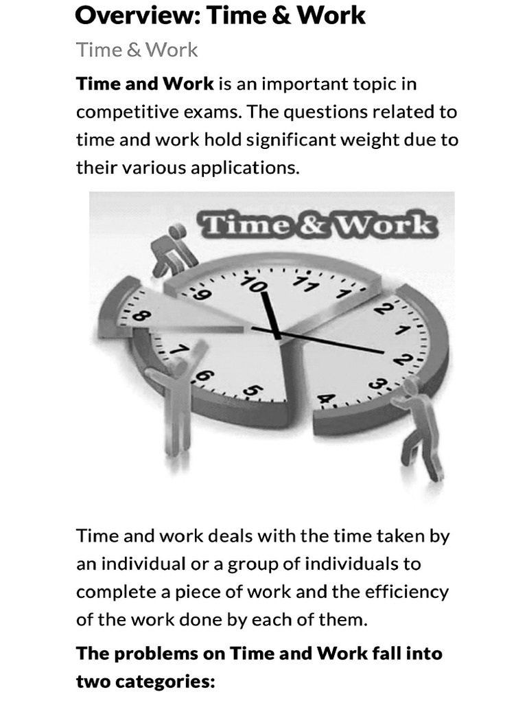 Time and Work Theory | PDF