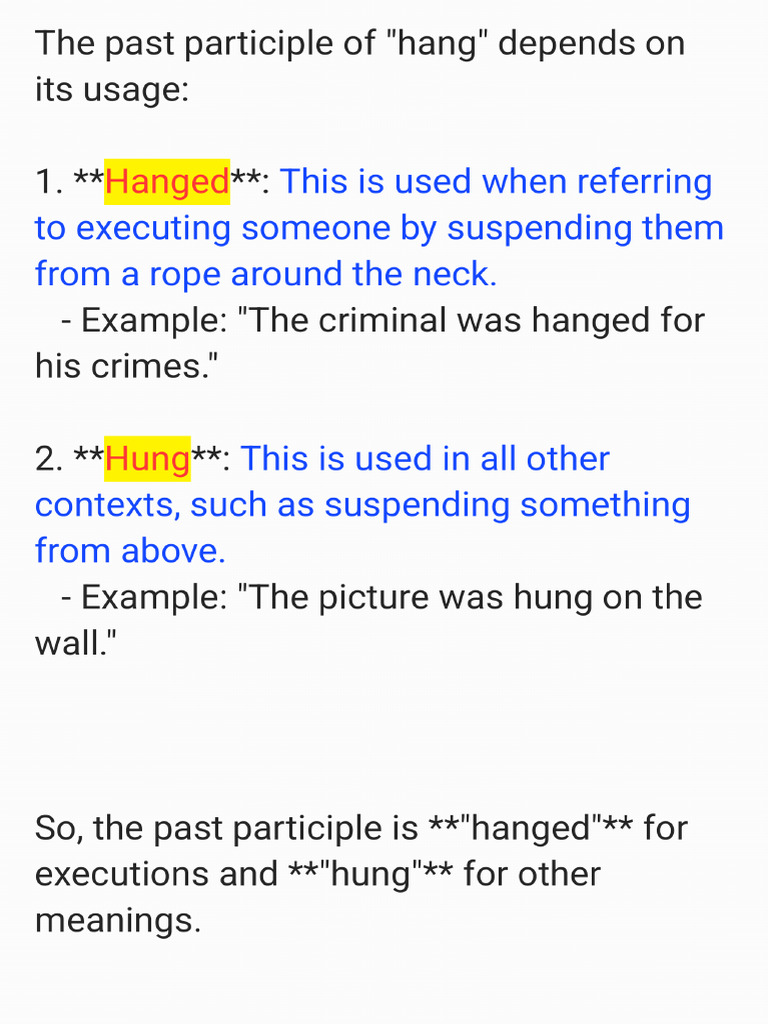 Hanged Vs Hung | PDF