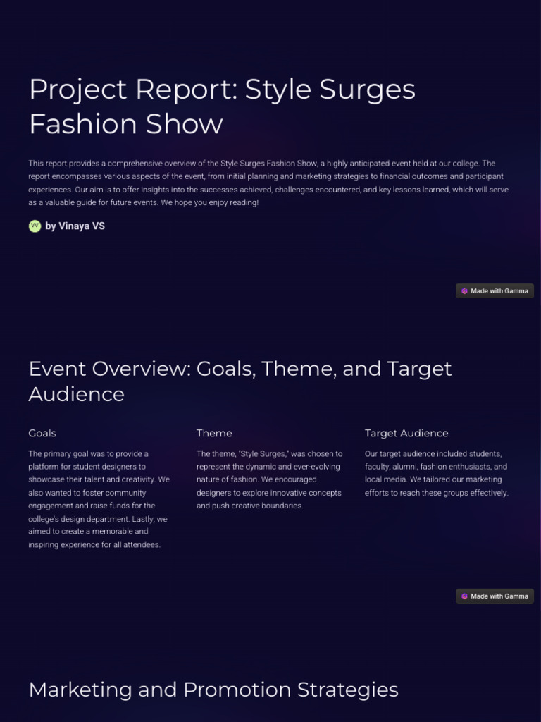 Project Report Style Surges Fashion Show | PDF | Marketing | Target ...