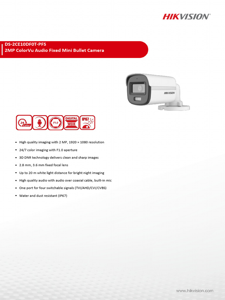 Ds 2ce10df0t Pfs Datasheet 20241115 | PDF | Camera Lens | Field Of View
