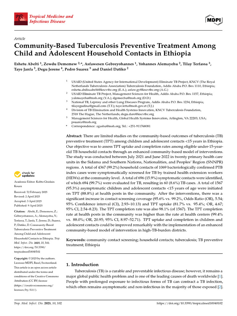 Community-Based Tuberculosis Preventive Treatment Among Children and ...