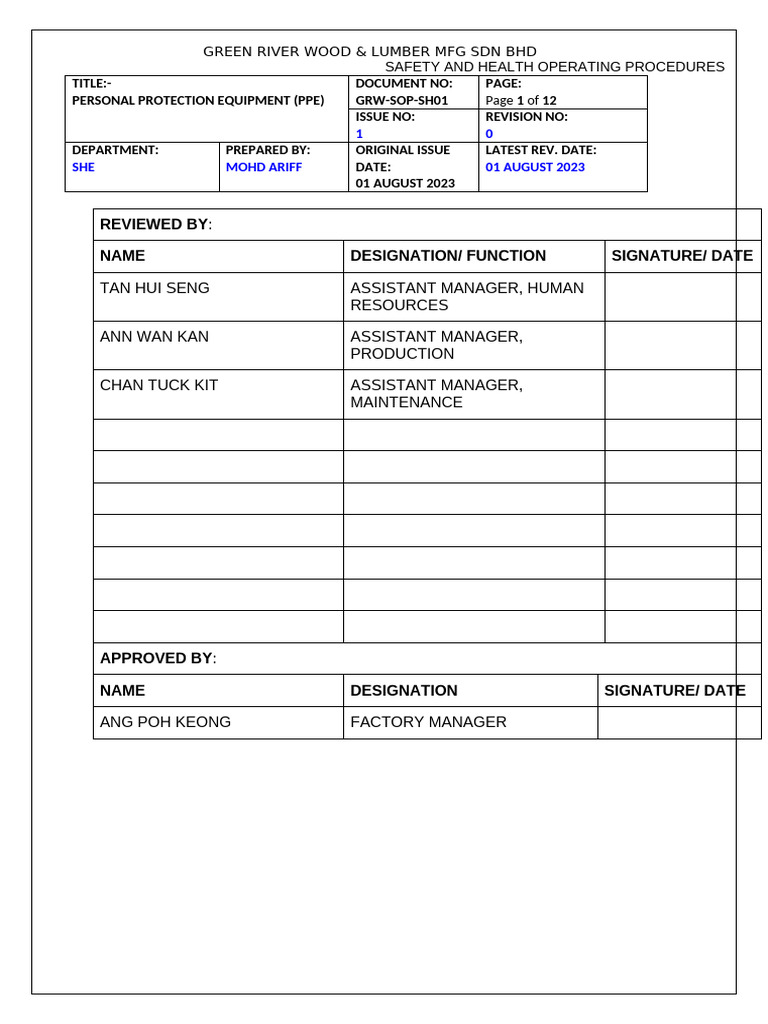 PPE Procedure GRW Draft Emery | PDF | Personal Protective Equipment ...