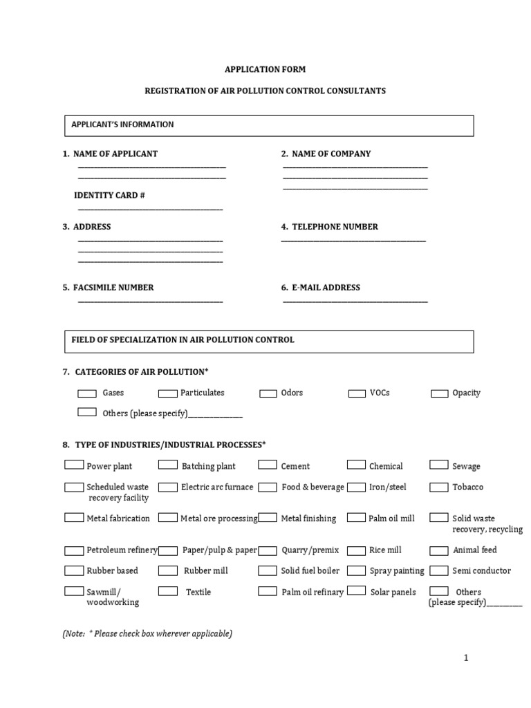 Air Pollution Control Consultant Application | PDF | Academic Degree ...