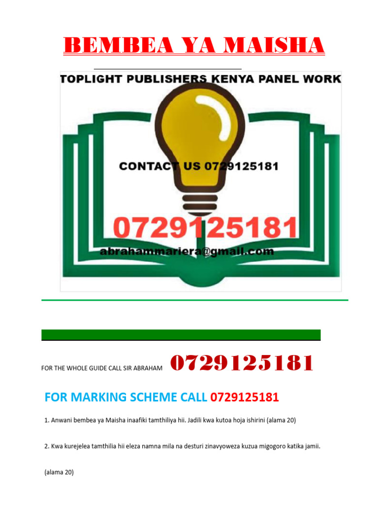 Bembea Ya Maisha Maswali-1 | PDF